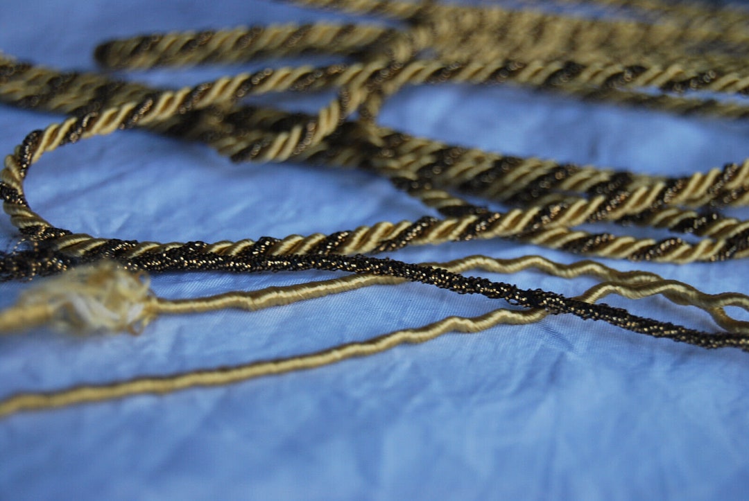 10 M Old Vintage Antique Round Cord Cord Gold 3-4 Mm Gold Braid Cord ...