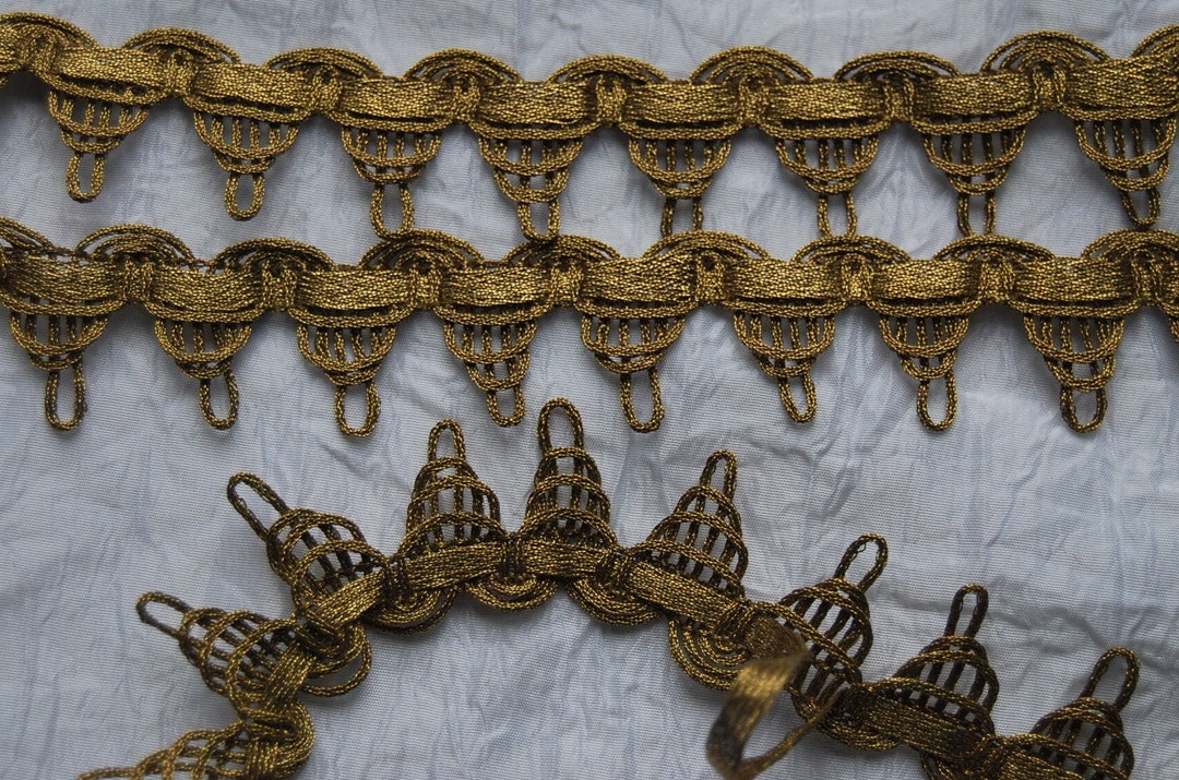 2 M Beautiful Old Antique Gold Braid Brocade Braid Monastery Work ...