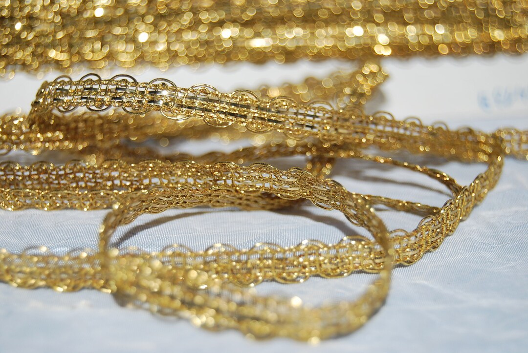 5 M Beautiful Old Antique Gold Braid Brocade Braid Monastery Work ...