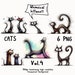 Rascal Cats Clipart, Naughty Cats Illustration. Whimsical Cats Peeing ...