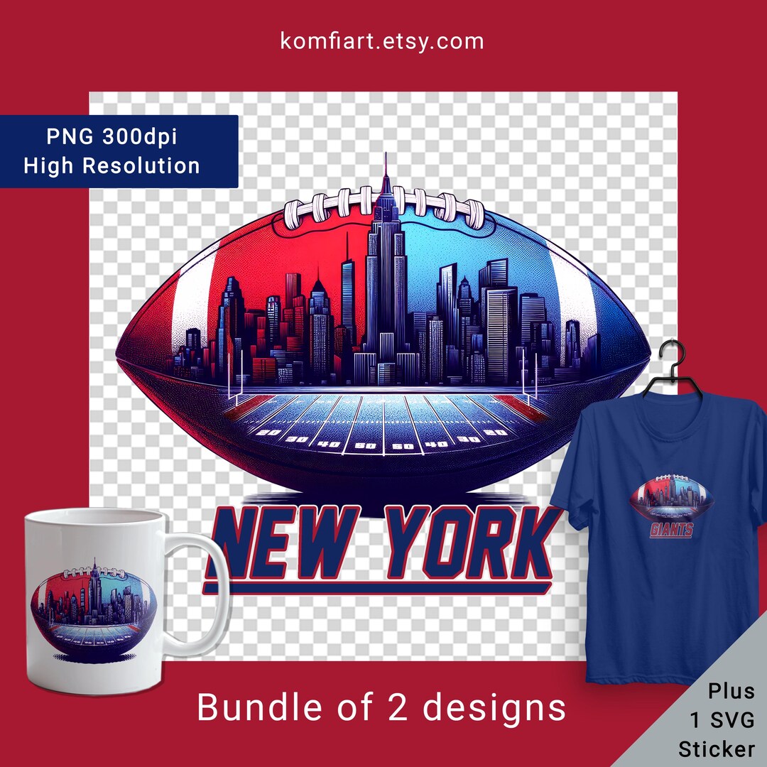NEW YORK Football Team Png City Skyline. Creative Poster for Giants Fan ...