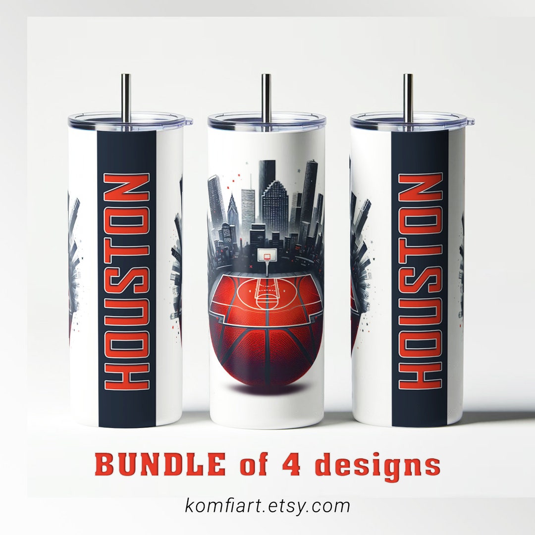 HOUSTON Basketball Team Fan Wrap 20oz Tumbler Creative Design PNG ...