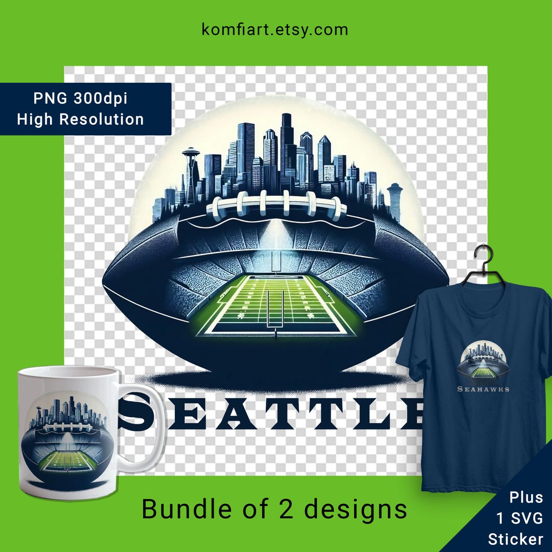SEATTLE Football City Team PNG City Skyline. Amateur Poster for ...