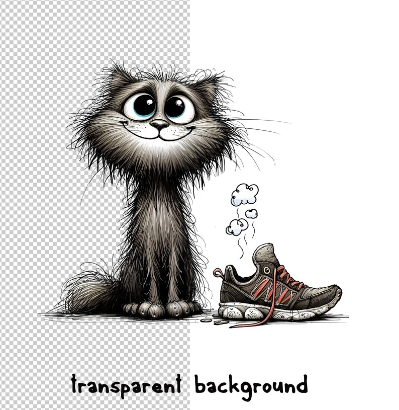 Naughty Cat Clipart, Mischief Cat Illustration. Whimsical Cat Peeing in ...