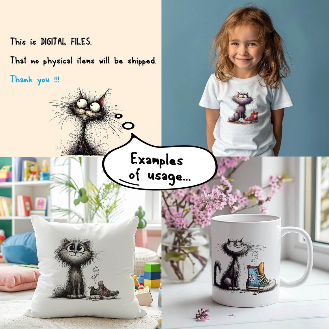 Naughty Cat Clipart, Mischief Cat Illustration. Whimsical Cat Peeing in ...