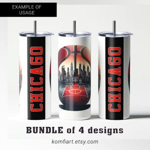 CHICAGO City Basketball PNG Team Tumbler Wrap 20oz. Chicago Basketball ...