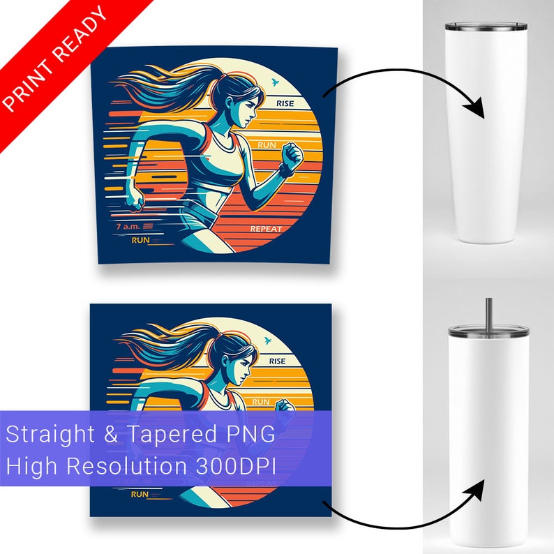 Morning Running Girl Tumbler Wrap 20oz Tumbler Design, Sporty Teen PNG ...