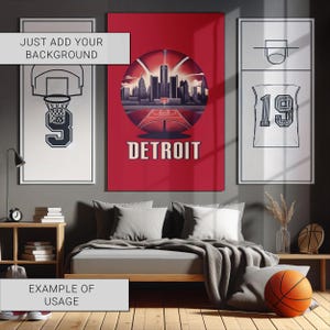 DETROIT City Skyline Basketball Art Print. Urban Sports Decor for Fan ...