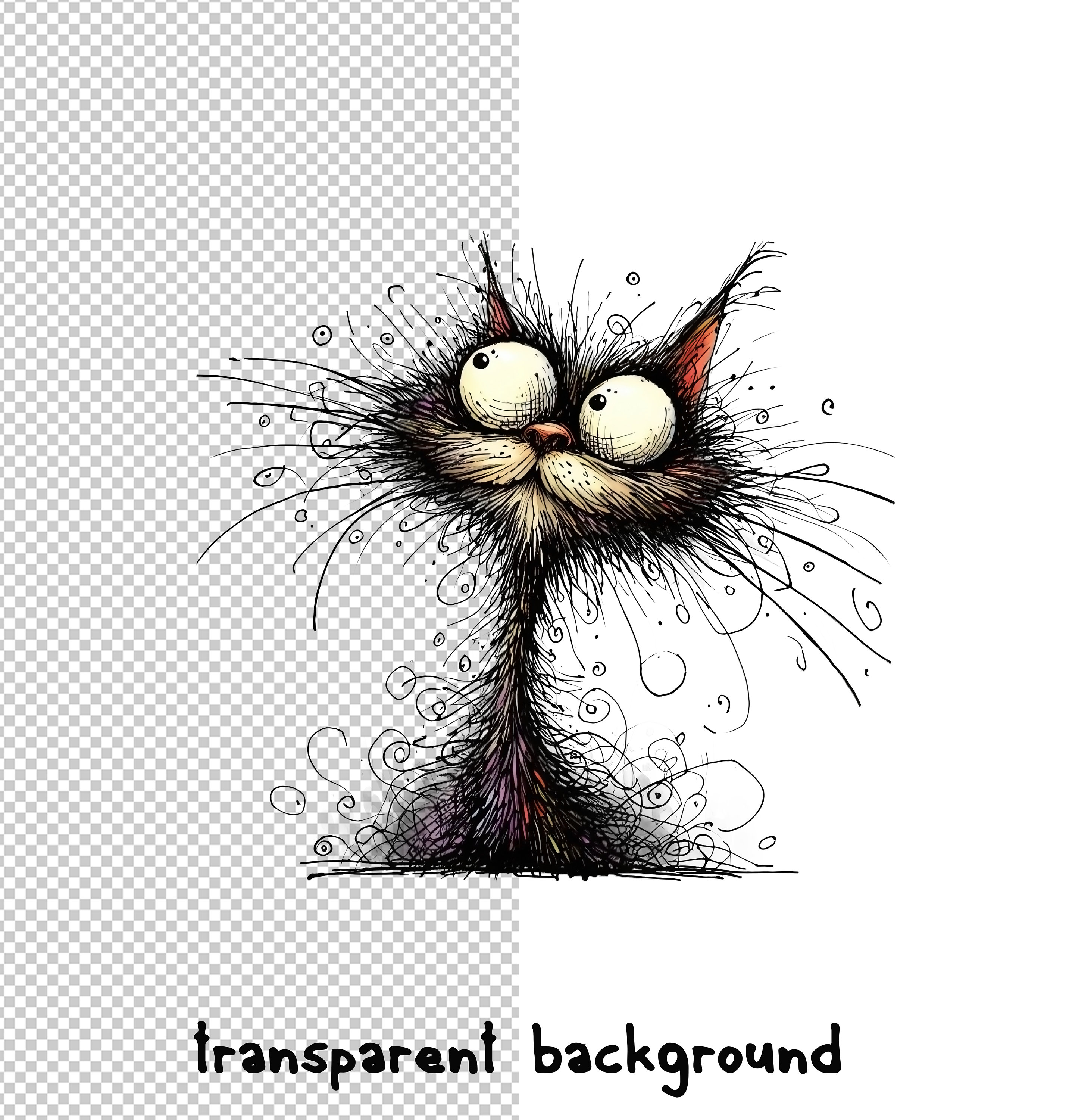 Whimsical Cats PNG Bundle, Quirky Cat Art. Playful Cat Poses, Amusing ...