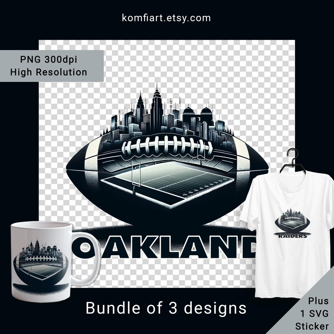 OAKLAND Football Poster PNG City Skyline. Creative Poster for American ...