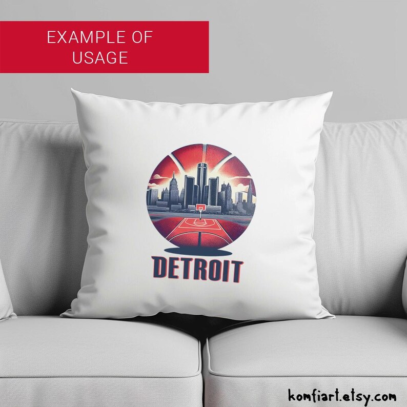 DETROIT City Skyline Basketball Art Print. Urban Sports Decor for Fan ...