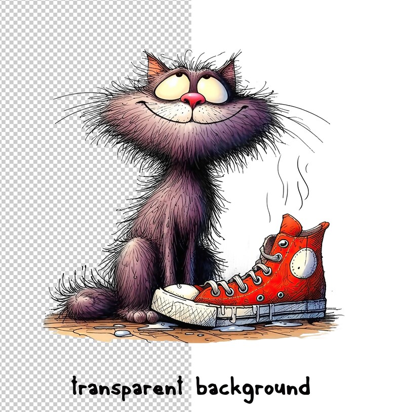 Naughty Cat Clipart, Mischief Cat Illustration. Whimsical Cat Peeing in ...