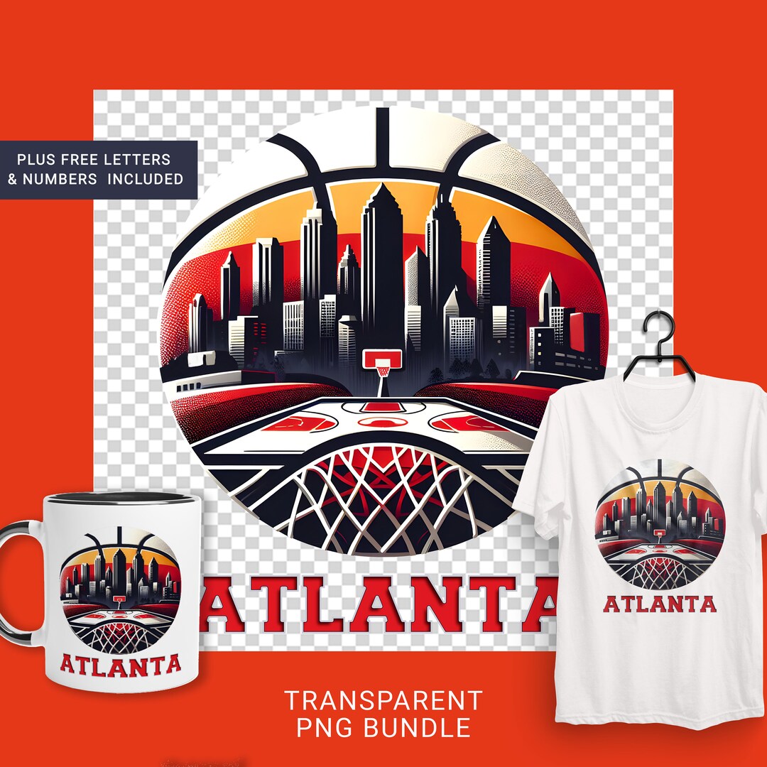 Atlanta Basketball Team PNG Atlanta City Silhouette With Court and Ball ...