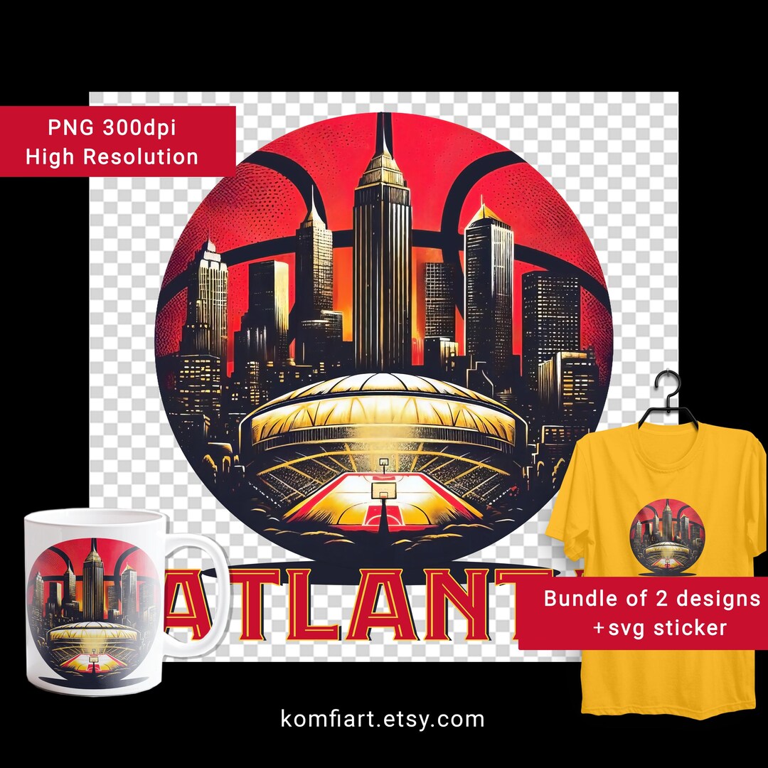 ATLANTA City Basketball Team PNG. City Silhouette With Arena. Print for ...
