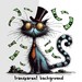 Whimsical Cat With Money Clipart Bundle. Rich Cats Cartoon Pngs Hand ...
