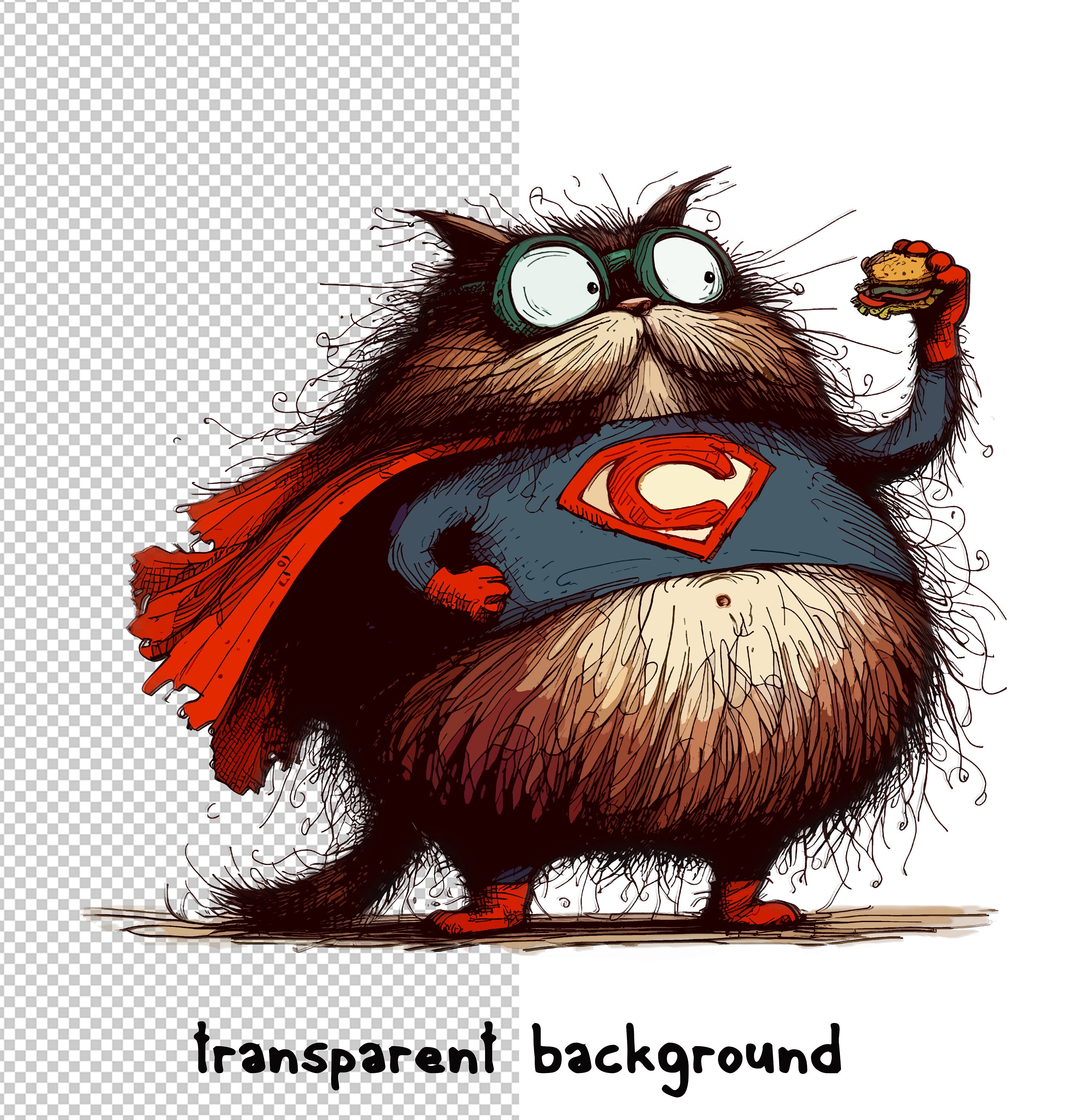 Superhero Cats Digital Art Collection. Whimsical Cat Illustrations PNG ...