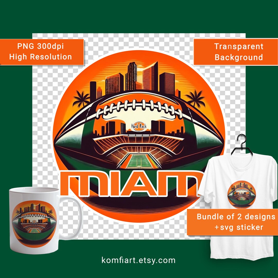 MIAMI City Skyline PNG With Stadium – College Town Digital Art, Family ...