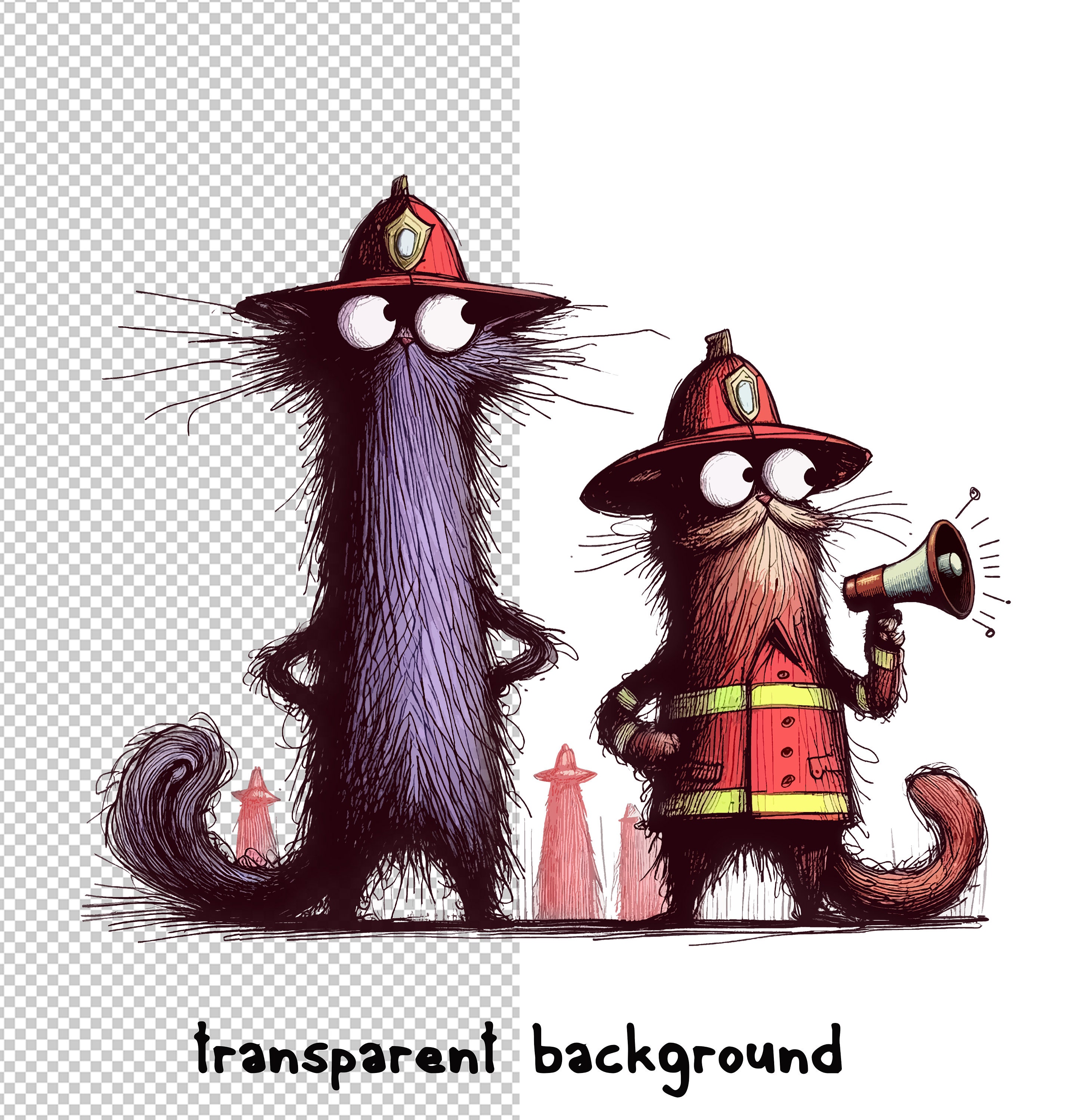 Cats Firefighters Clipart Bundle. Fireman, Fire Crew или Fire Squad ...