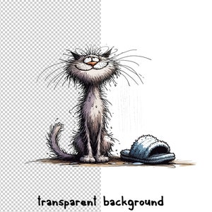 Rascal Cats Clipart, Naughty Cats Illustration. Whimsical Cats Peeing ...