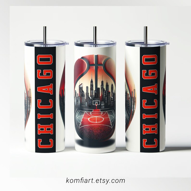 CHICAGO City Basketball PNG Team Tumbler Wrap 20oz. Chicago Basketball ...
