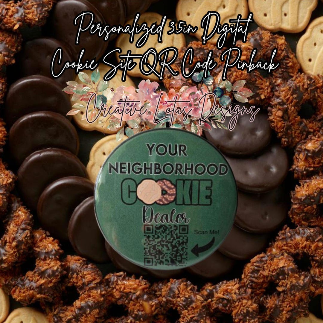 Personalized 3.5 Inch Girl Scout Digital Cookie Site QR Code Pinback ...