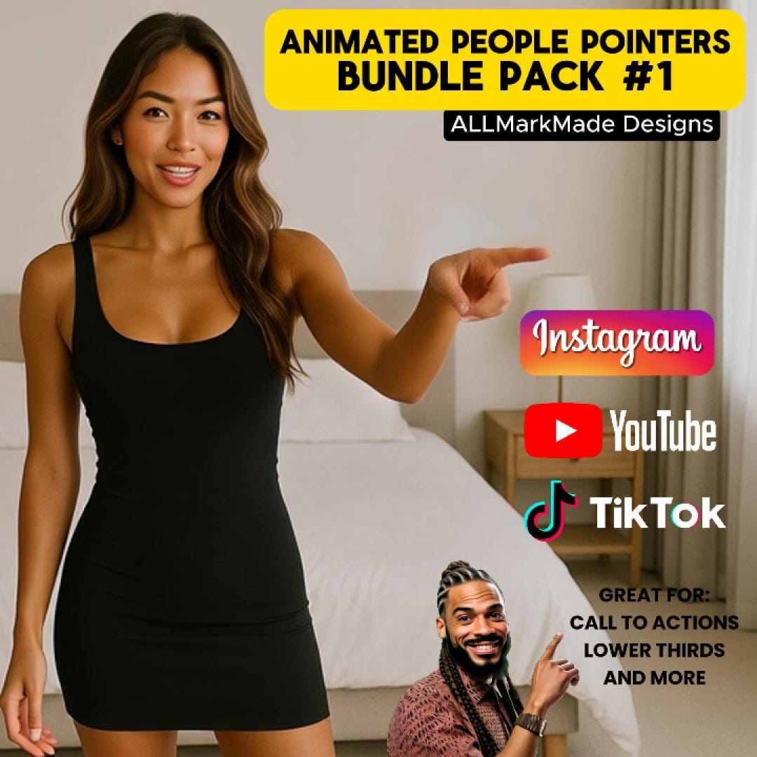 Animated People Pointer Video Overlays Pack #1- Youtube Lower Thirds Subscribe Button, CTA, MP4 ...