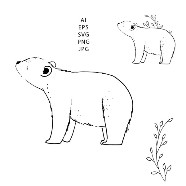 Bear Line Drawing - Etsy