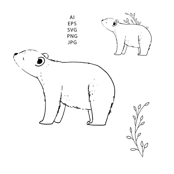 Bear Line Drawing - Etsy