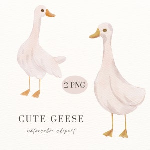 Watercolor Cute Geese, Watercolor Goose PNG, Goose Clipart, Cute ...