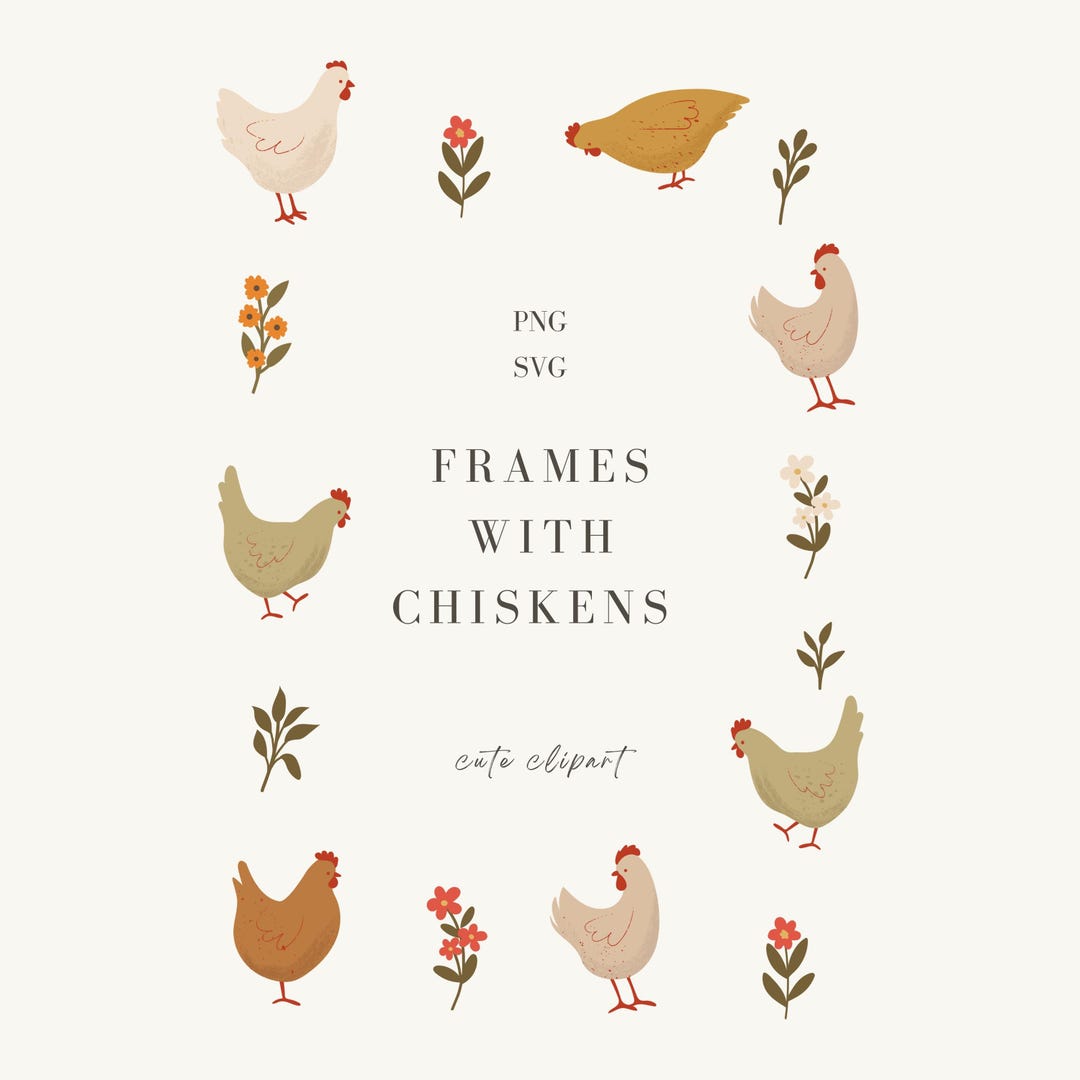 Cute Chicken Frames SVG, Cute Chicken Clipart, Frame Hen SVG, Farm ...
