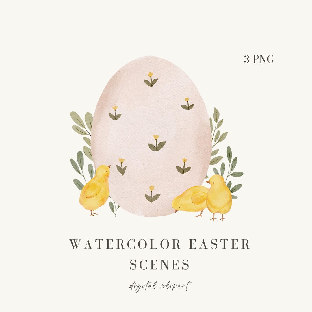 Watercolor Easter Eggs Scenes, Watercolor Bunny, Easter Eggs With ...