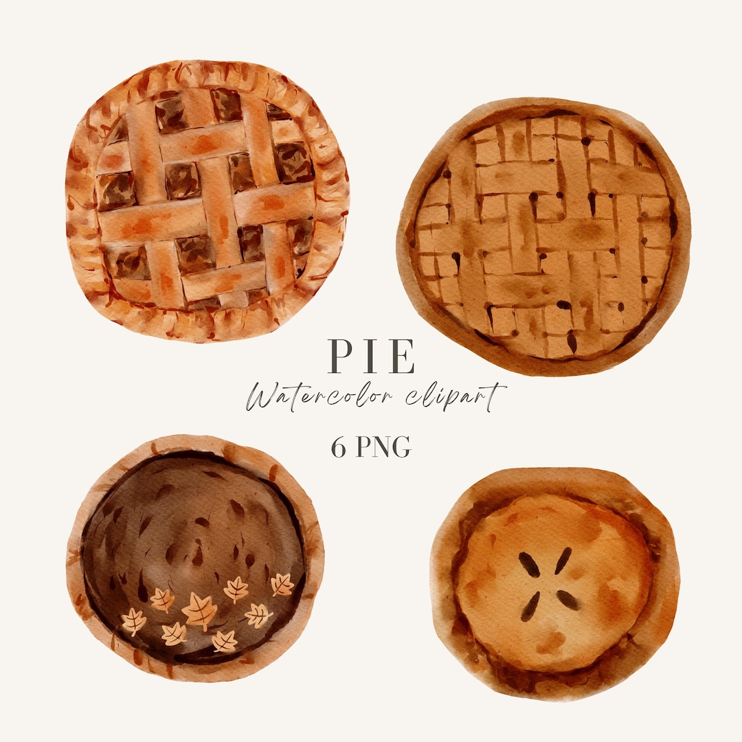 Watercolor Pie Clipart: Hand-drawn Pastries PNG (digital Download) - Etsy