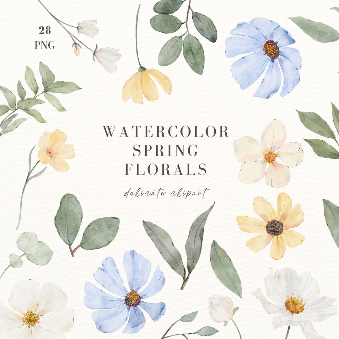 28 Watercolor Floral, Watercolor Leaves PNG, Watercolor Flowers ...