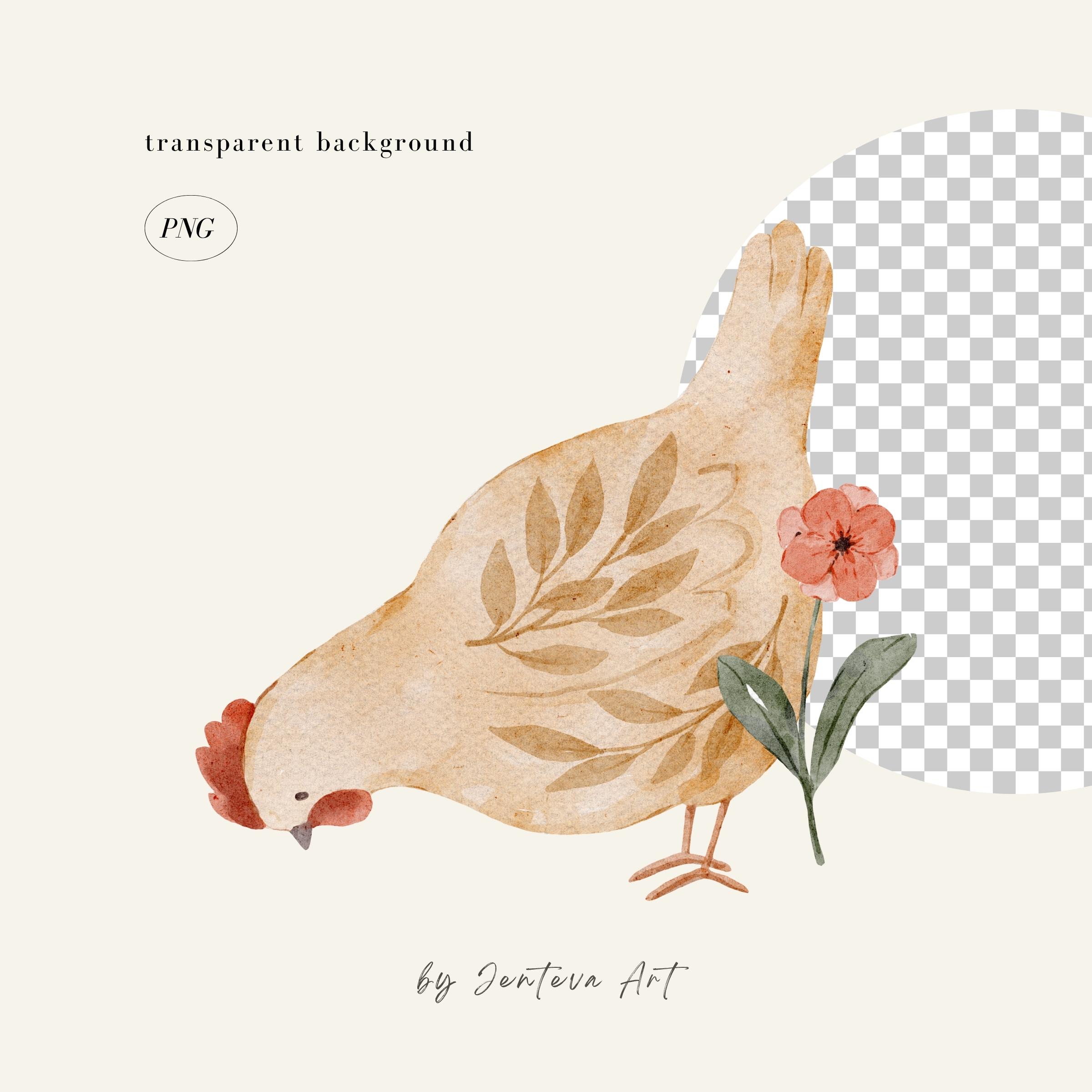 Watercolor Chickens & Floral Clipart Set: Farmhouse Nursery PNG Files ...