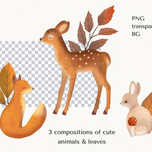 Woodland Animals Clipart, Deer Clipart, Fox Clipart, Rabbit Cliprat ...