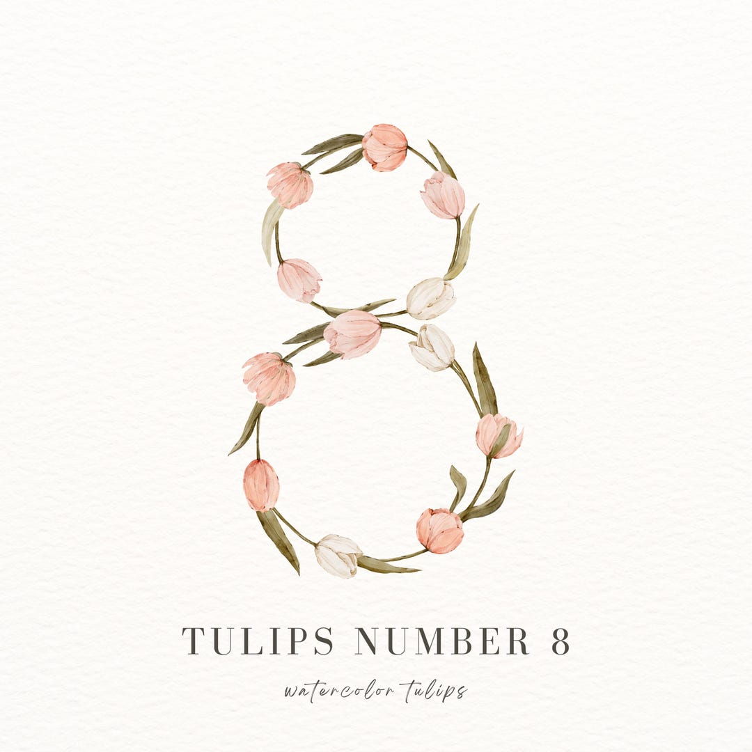 Watercolor Tulips Number 8, Tulips Frame PNG, International Women's Day ...
