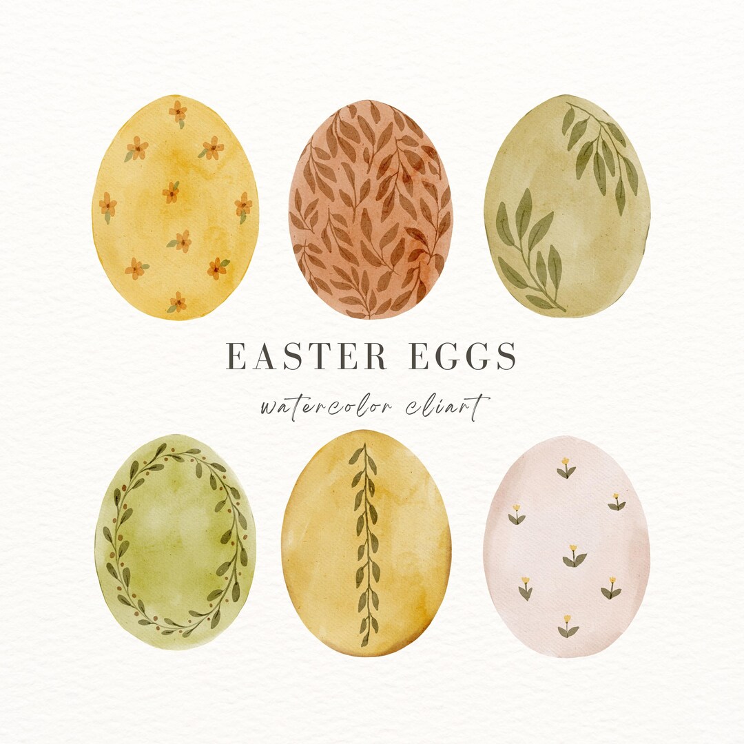 Watercolor Easter Eggs Clipart: Floral PNG Illustrations (digital ...