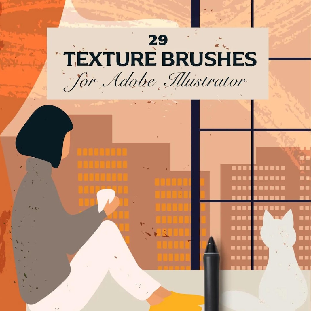 Adobe Illustrator Texture Brushes: Grain & Grunge Vector Brush Set (AI, Digital Download) - Etsy