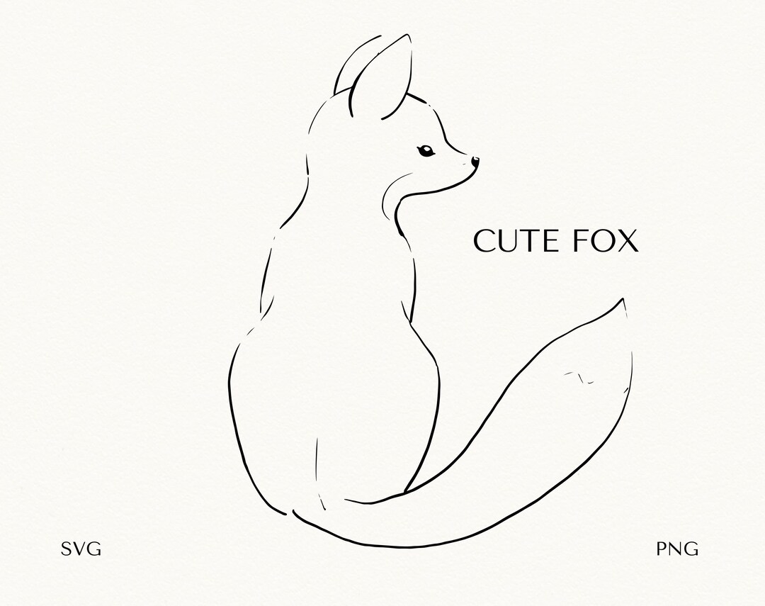 Line Art Fox SVG, Fox Clipart, Cute Fox Illustration, Line Art Cute ...