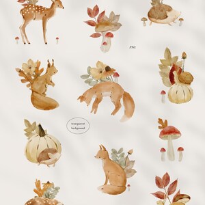 Watercolor Autumn Animals Clipart: Woodland Forest Graphics (digital ...