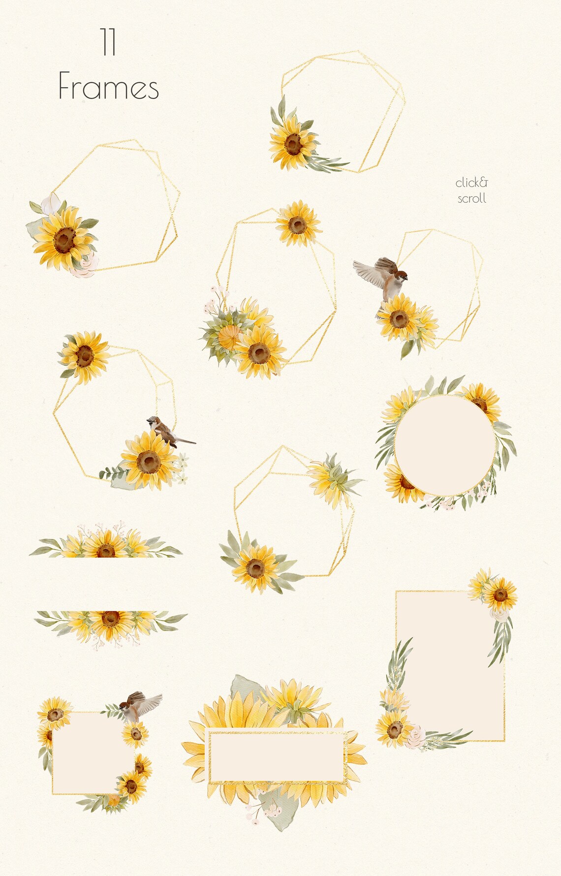 Watercolor Sunflower/floral Clipart Set | Etsy