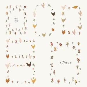 Adorable Chickens SVG, Chicken Frames PNG, Floral and Hens Clipart ...