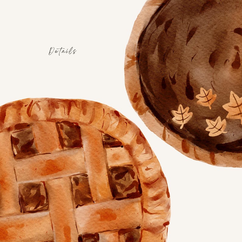 Watercolor Pie Clipart: Hand-drawn Pastries PNG (digital Download) - Etsy