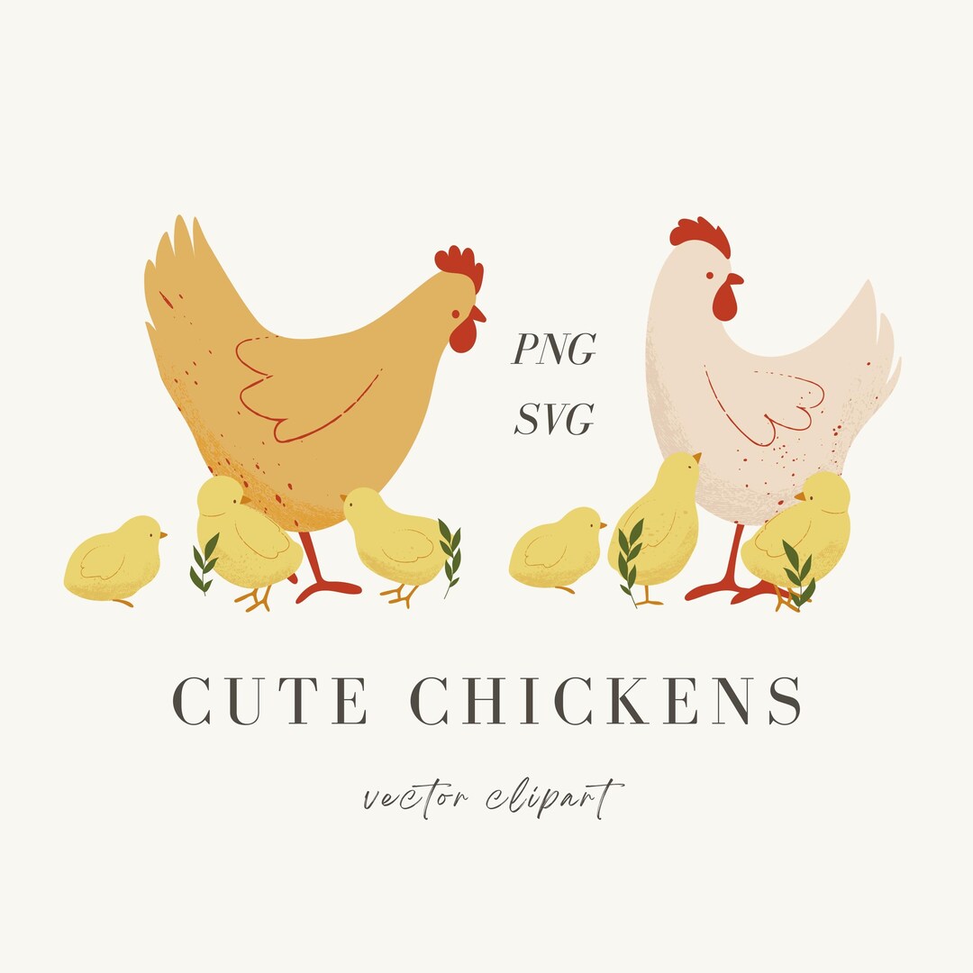 Clipart SVG de pollo de granja, ilustraciones rústicas (descarga ...