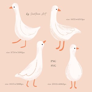 8 Cute Geese, Vector Goose SVG, Goose Clipart PNG, Cute Birds PNG ...