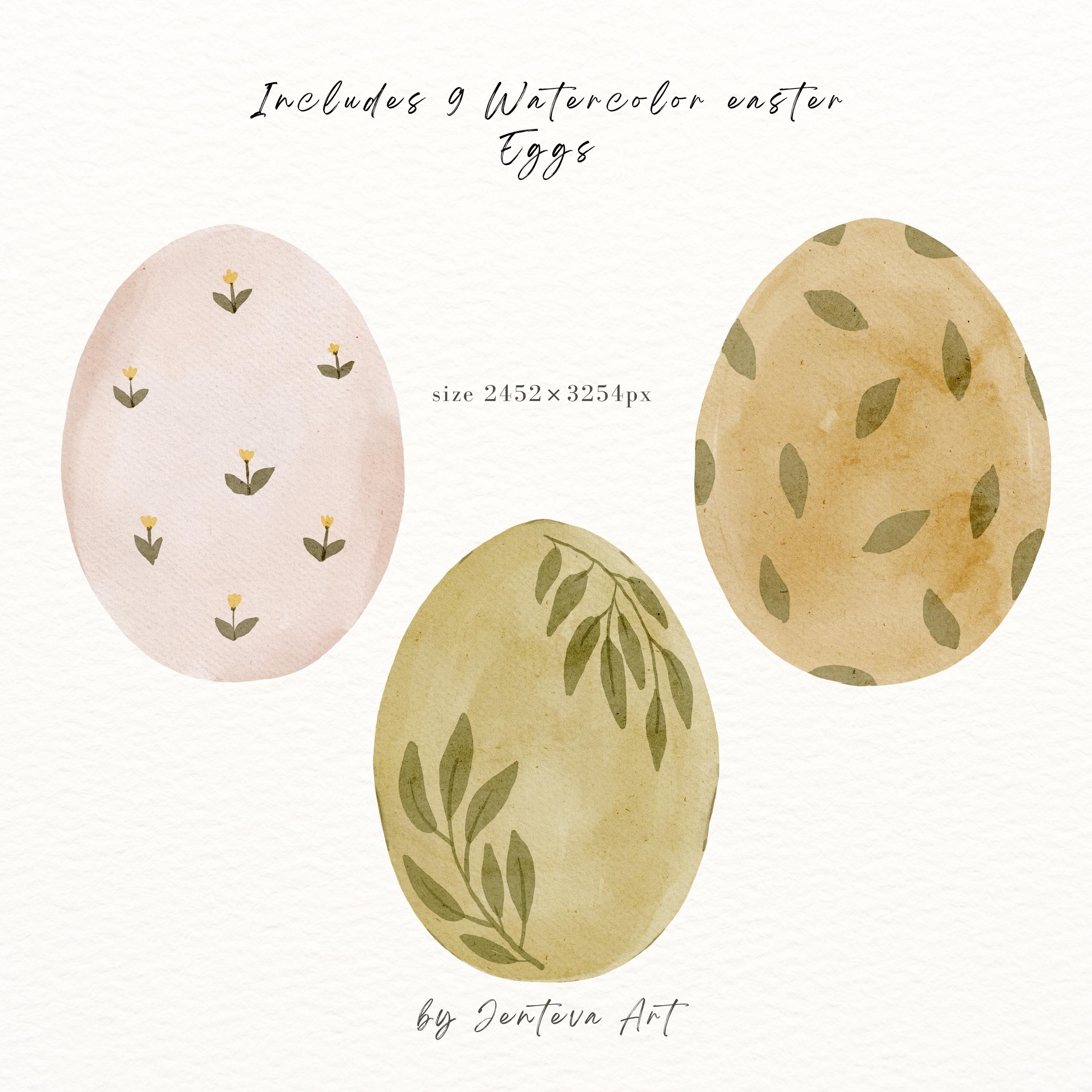 Watercolor Easter Eggs Clipart: Floral PNG Illustrations (digital ...