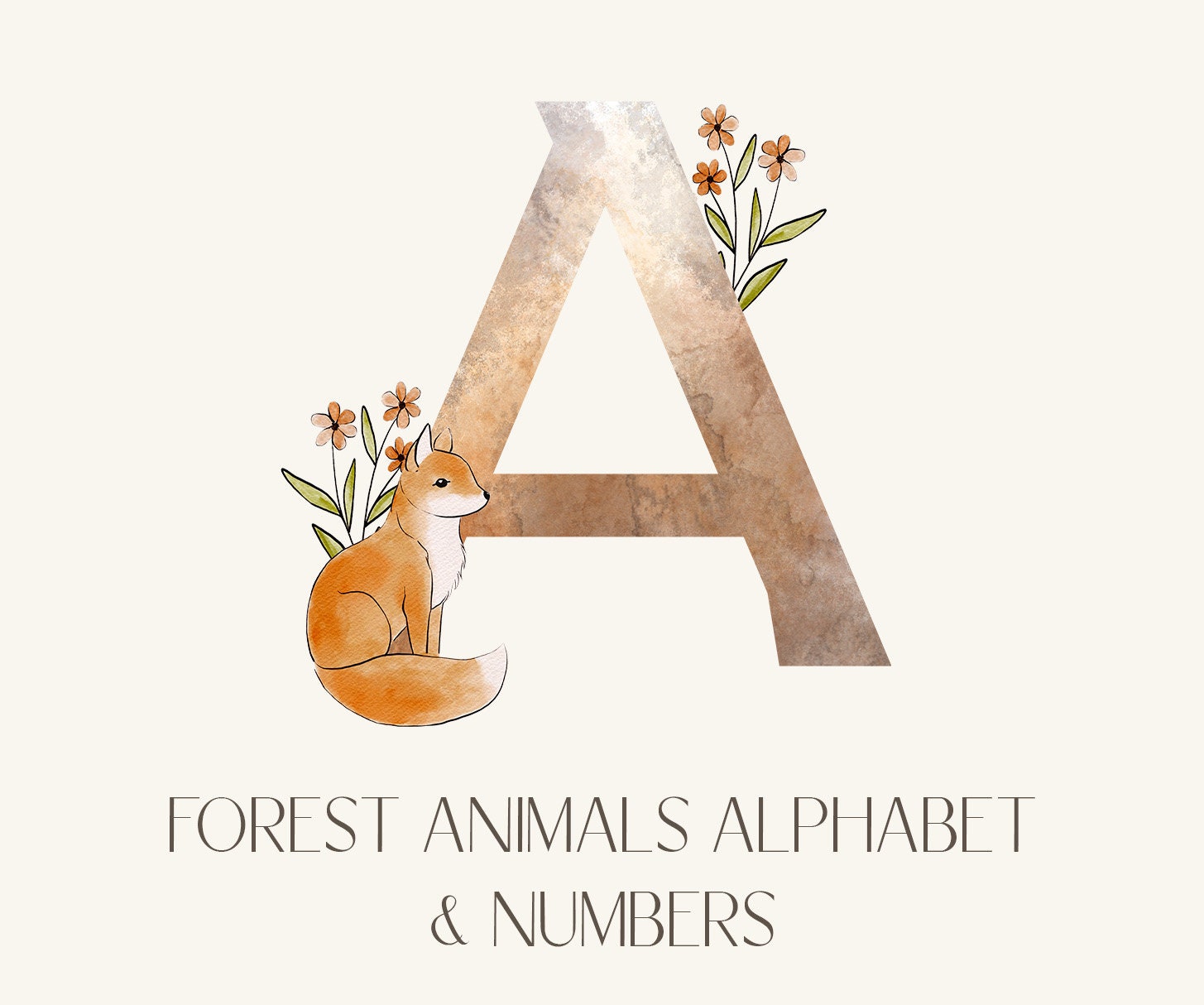 Watercolor Alphabet Clipart, Letters Number Woodland Animals, Woodland ...