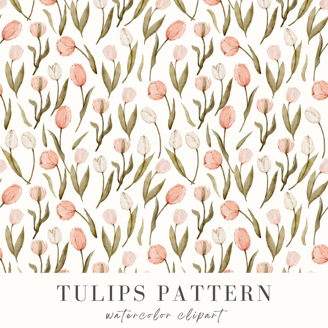 Watercolor Tulip Seamless Pattern: Floral Fabric Design (PNG) - Etsy