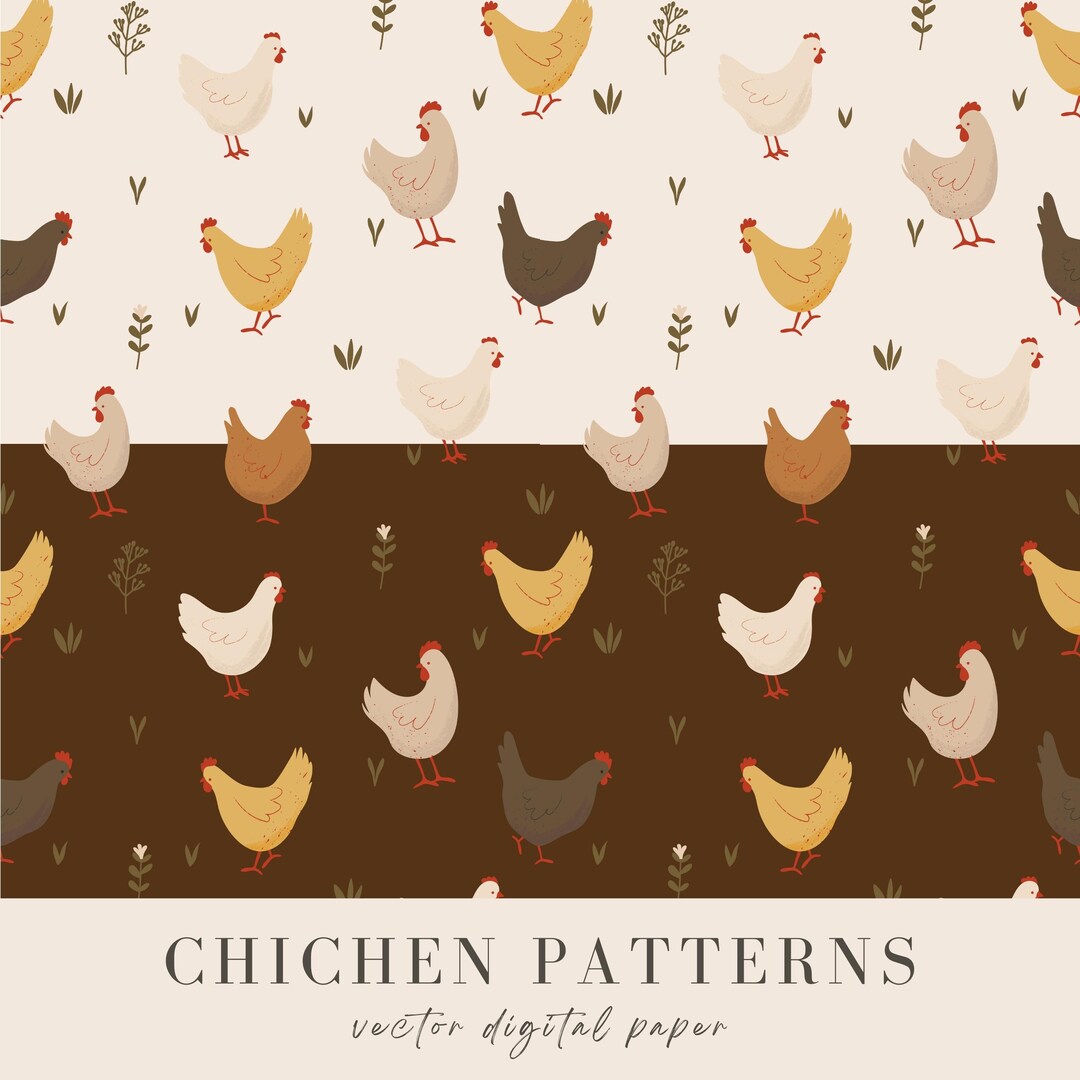 Cute Chickens Seamless Pattern SVG, Farm Digital Paper, Seamless ...
