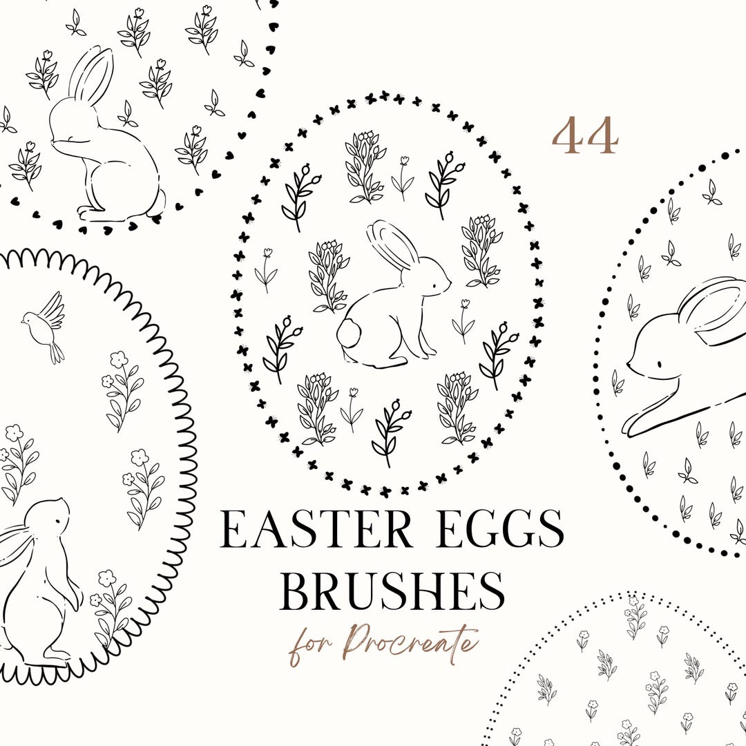 44 Easter Stamp Procreate Brushes, Easter Eggs Brush Set, Bunny Stamp ...